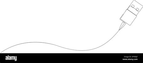Usb Data Cable One Line Drawing Continuous Single Line Technological