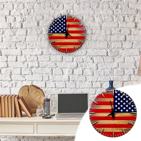 American Flag Wall Clock Battery Operated Vintage Patriotic Whimsical