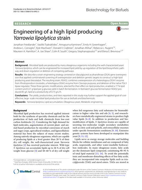 [pdf] Engineering Of A High Lipid Producing Yarrowia Lipolytica Strain