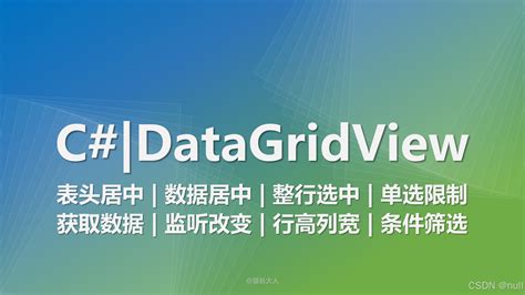 C Winform控件常用方法——datagridview数据网格控件（表头数据居中 、整行选中 、单选限制 、获取数据 、监听改变 、行高列宽 、条件筛选）cgrid列表列居中