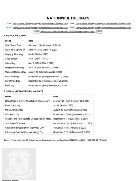 2026 Philippine Holidays Overview Pdf Government Philippines