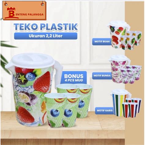 Jual Teko Set Plastik 5in1 Teko Serbaguna Teko Dan Gelas Bpa Free