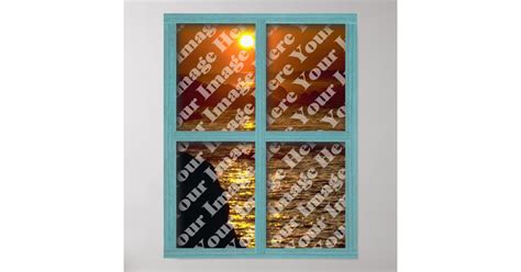Create Your Own Window With Green Wooden Frame Poster Zazzle