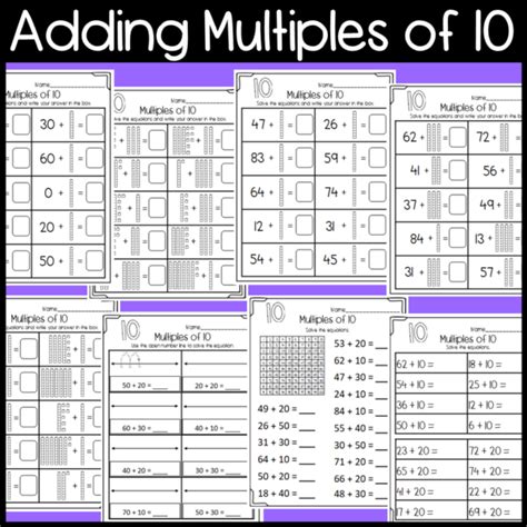 multiples of ten worksheets counting addition and subtraction made