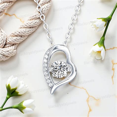 05 Carat Moissanite Dancing Heart Necklace In 925 Sterling Silver