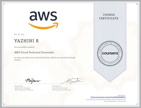 Yazhini R On Linkedin Aws Cloudcomputing Learningjourney Coursera