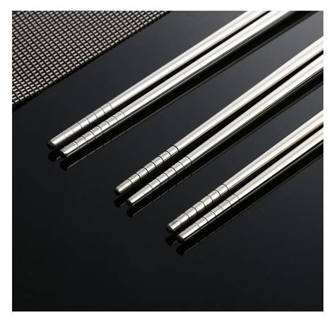 Long Stainless Steel Cooking Chopsticks Chinese Style 152 Inch 3 Pair