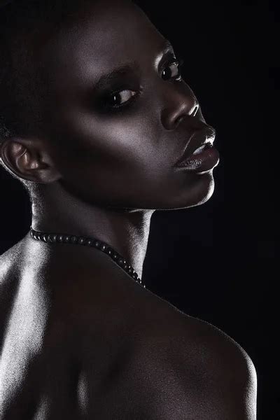 Black African American British Fashion Model With Perfect Skin Lingerie
