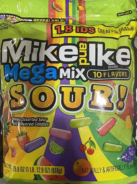 Mike And Ike Sour Mega Mix Chewy Candy 28 8 Oz Candies Resealable Bag 1 8 Lbs