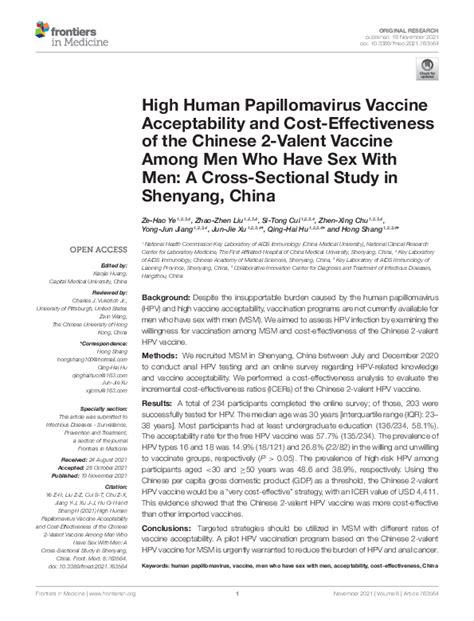 Pdf High Human Papillomavirus Vaccine Acceptability And Cost