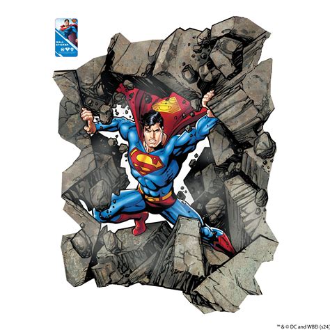 Superman Wall Sticker Rubble Break Wall Decal Dc Superhero Art