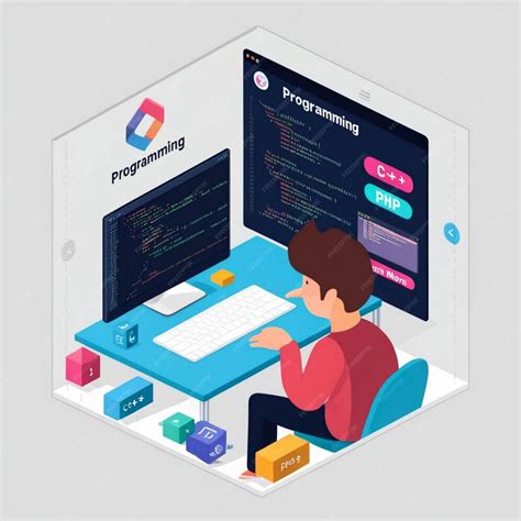 Isometric Programming Landing Page Template Premium Ai Generated Image