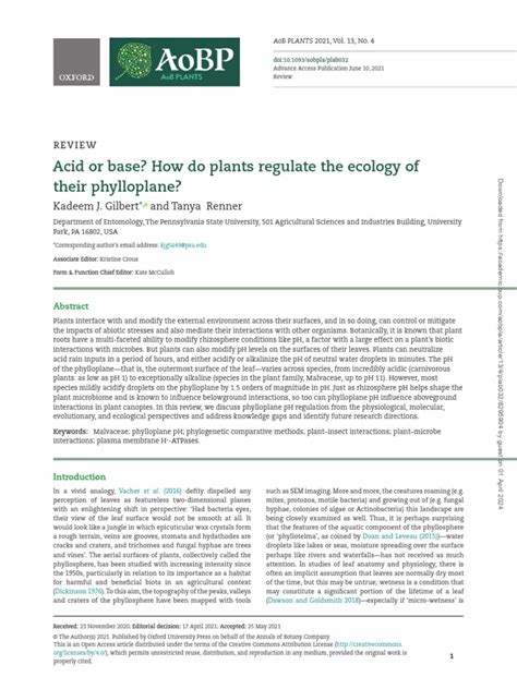 Acid Or Base How Do Plants Regulate The Ecology Of Their Phylloplane