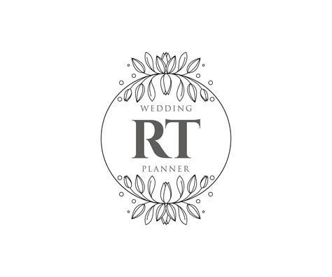 Rt Initials Letter Wedding Monogram Logos Collection Hand Drawn Modern Minimalistic And Floral