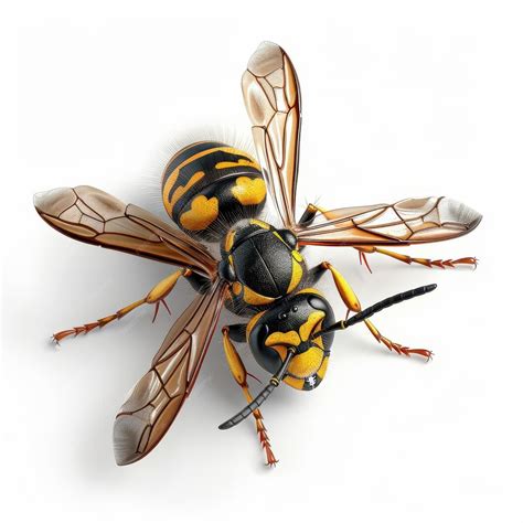 Yellow And Black Hornet Insect On A White Surface Premium Ai