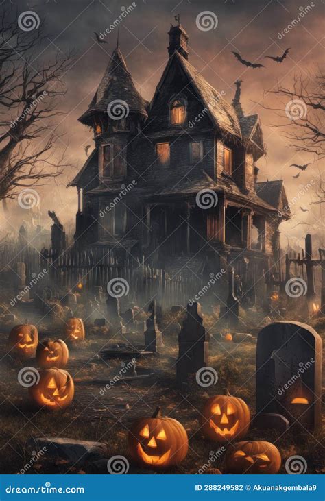 Creepy And Spooky Retro Style Halloween Poster Stock Illustration