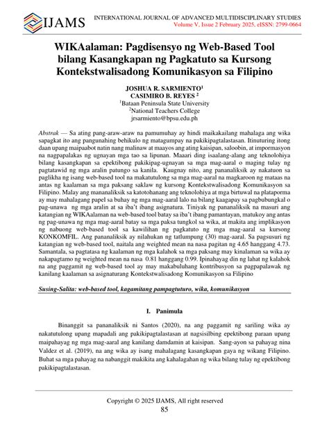 Pdf Wikaalaman Pagdisensyo Ng Web Based Tool Bilang Kasangkapan Ng Pagkatuto Sa Kursong