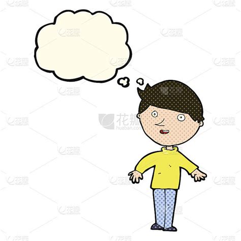 卡通快乐的人与思想泡泡