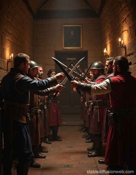 Medieval Mexican Tavern Confrontation Stable Diffusion Online