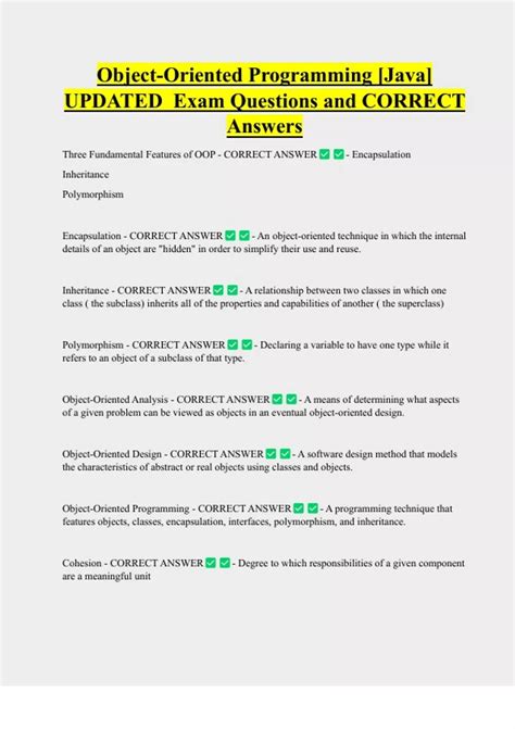 Object Oriented Programming Java Updated Exam Questions And Correct Answers Java Stuvia Us