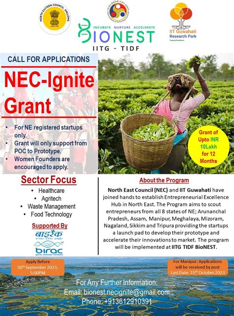 Bionest Iit Guwahati In Association With North East Council Nec Is