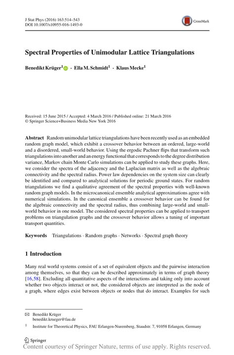 Spectral Properties Of Unimodular Lattice Triangulations Request Pdf