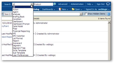 obiee 11gr1 new user interface home page and unified framework