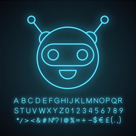 Chatbot Neon Light Icon Talkbot Circle Head Laughing Chat Bot Modern Robot Virtual Assistant