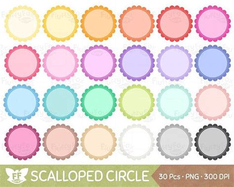 Scalloped Circle Label Clipart Scallop Frames Clip Art Banner Tag