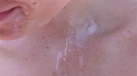 Massive Load Running From Her Upper To Lower Lips Cute Milf Cumshot