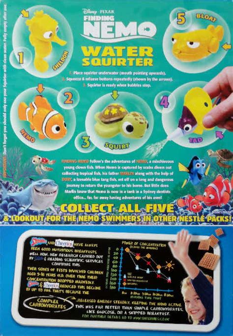2003 Finding Nemo Water Squirters With Nestle Shreddies Cereal