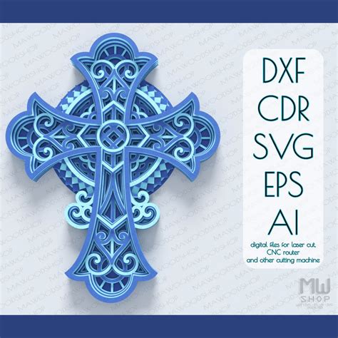 Cr34 3d Layered Cross Svg Mandala Cross Laser Cut Cross Masterbundles