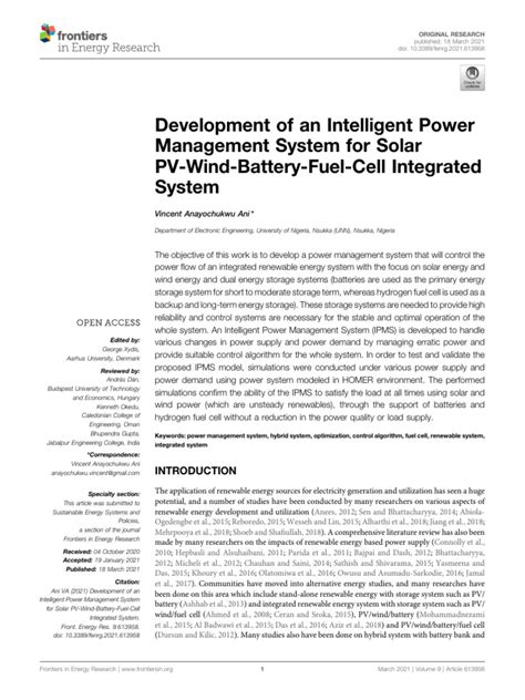 development of an intelligent power management system for solar pv wind