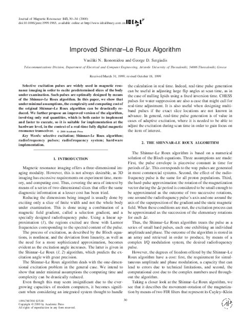Pdf Improved Shinnarle Roux Algorithm