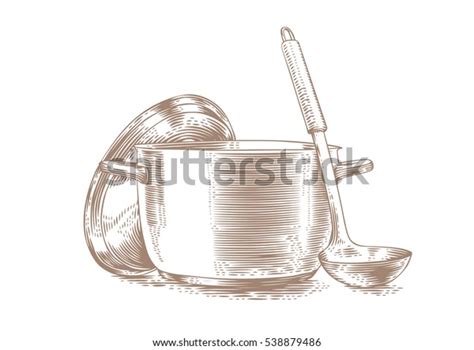 Drawing Metal Pot Lid Ladle Stock Vector Royalty Free 538879486