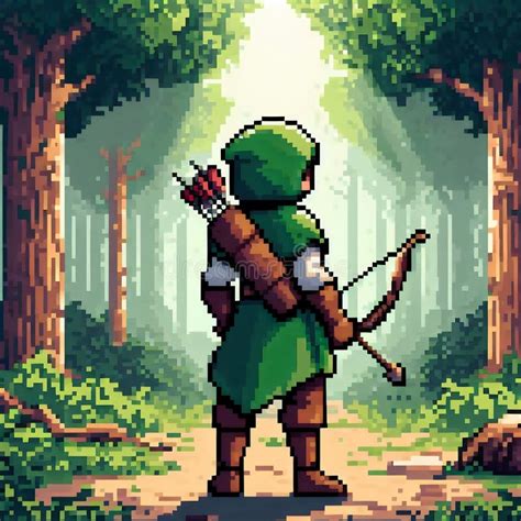 View From Behind Archer Pixel Art Stock Illustration Illustration Of