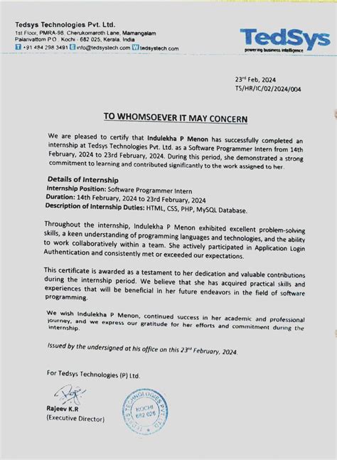 Indulekha P Menon On Linkedin Internshipexperience Softwaredevelopment Careergrowth