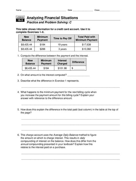 Fillable Online 163 Analyzing Financial Situations Fax Email Print Pdffiller