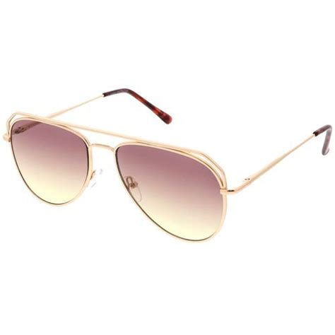 Modern Aviator Sunglasses Open Metal Double Crossbar Gradient Flat Lens
