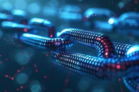 Abstract Chain Links With Binary Code For Cybersecurity And Technology Concepts Premium Ai