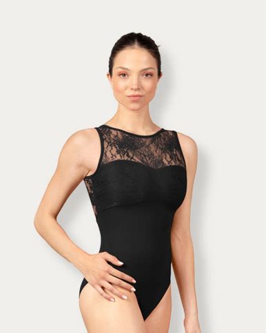 Lace Scoop Neck Leotard Black Backstage Dancewear And Ts