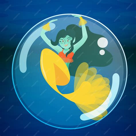 Premium Vector Mermaid Playing Inside A Bubble