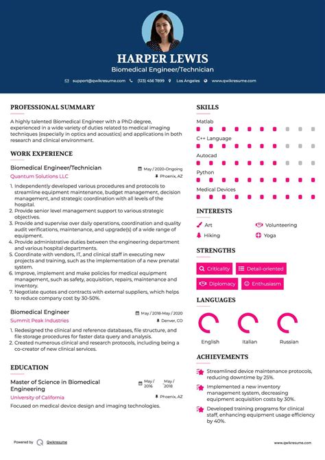 10 Biomedical Engineer Resume Samples And Templates For 2025