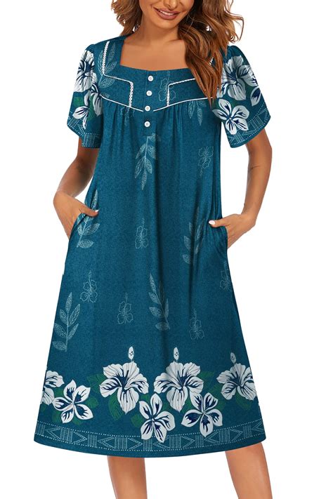 Ekouaer House Dresses For Women Moo Moo Nightgown Short Sleeve Mumu