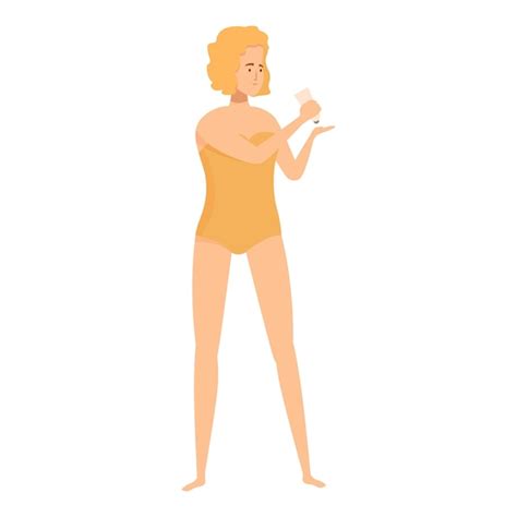 Premium Vector Woman Applying Sunscreen Lotion Before Sunbathing