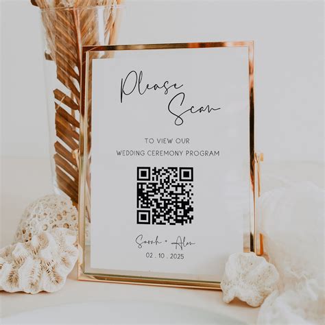 Printable Wedding Program Qr Code Signs Template Scan Qr Etsy