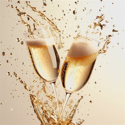 Sparkling Champagne Glasses Celebrating Together With Bubbling Bubbles