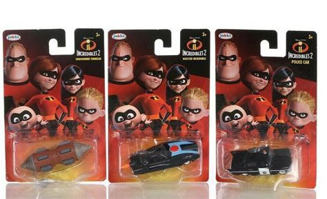 Disney Pixar Incredibles 2 Diecast Set Of 3 Boosted Police Car