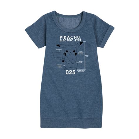 Pokémon Pikachu Pokedex Diagram Youth Girls Fleece Dress