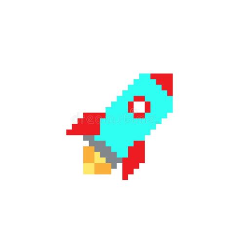 Rocket Icon In Retro Game Style Stock Vector Illustration Of Launch